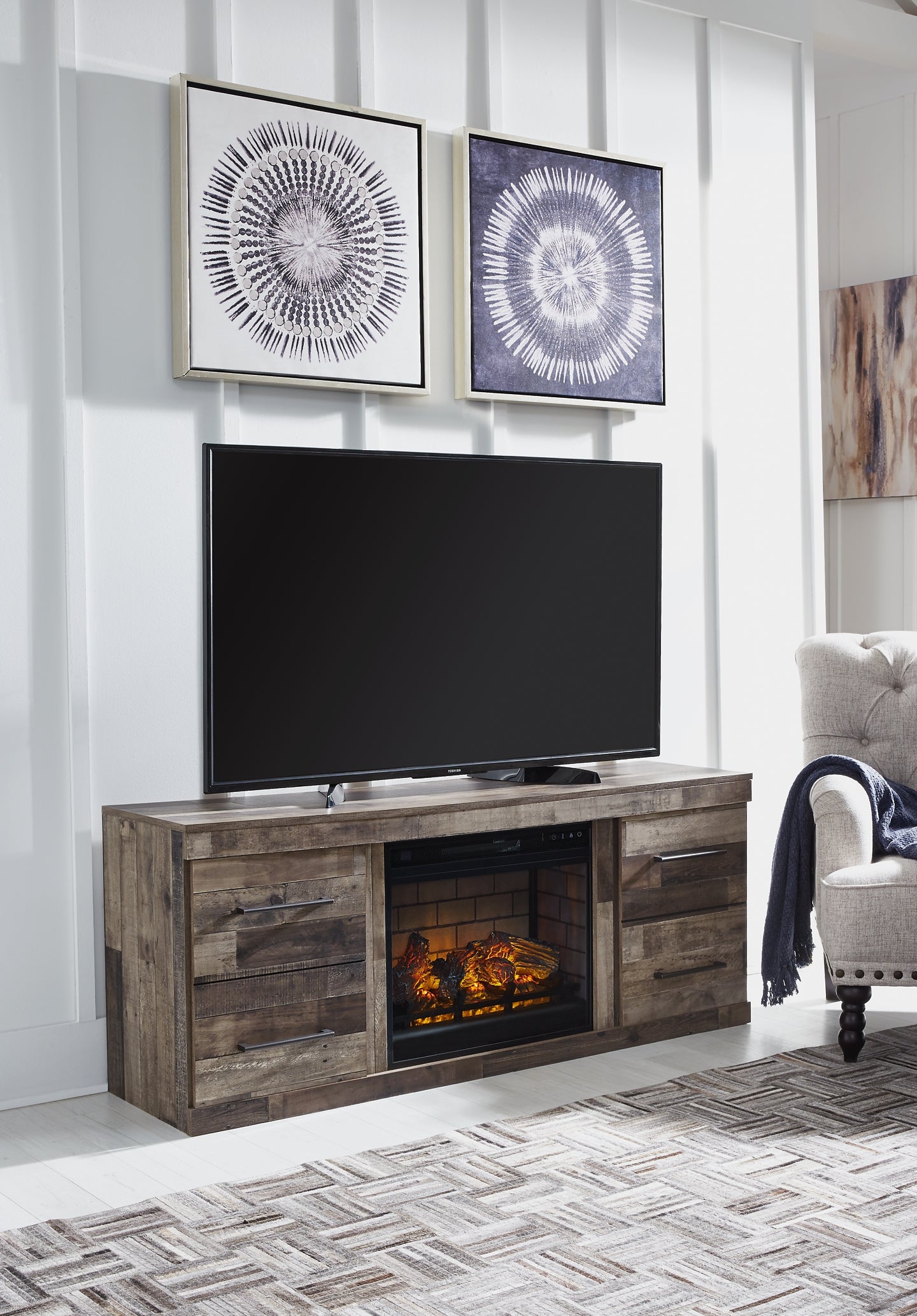 Derekson TV Stand with Electric Fireplace – Taylor's Furniture